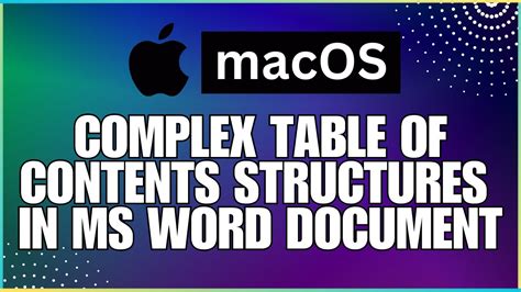 How To Implement Complex Table Of Contents Structures In A Microsoft