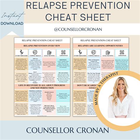 Relapse Prevention Cheat Sheet Sobriety Addiction Substance