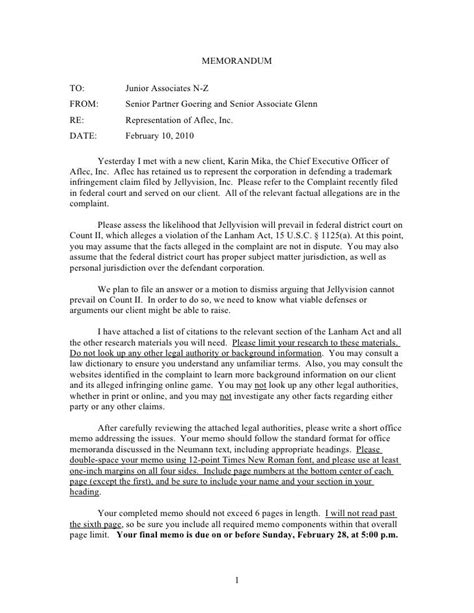 Spring 2010 Closed Memo Assignment Jellyvision V Aflac Lanham Act