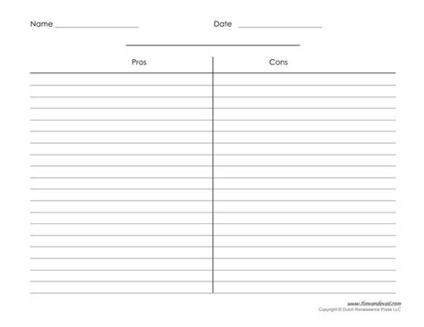T Chart Template STUNNING TEMPLATES