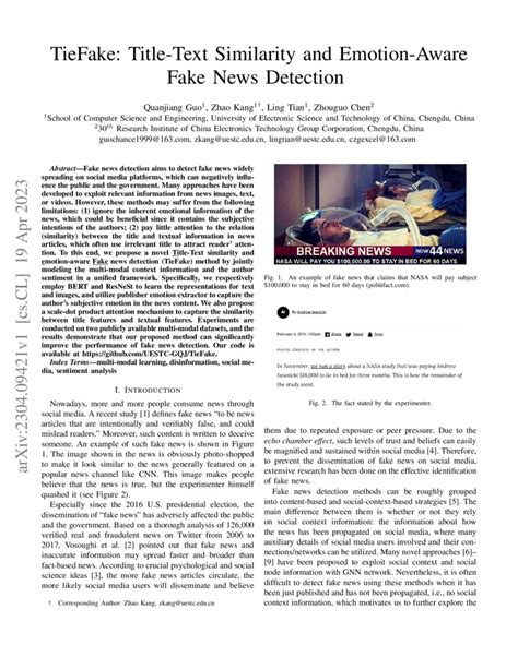 Tiefake Title Text Similarity And Emotion Aware Fake News Detection Deepai