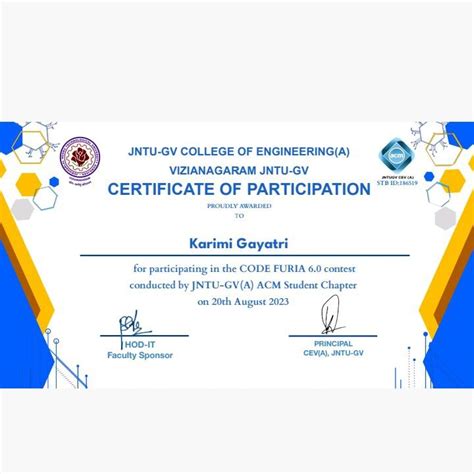 Karimi Gayatri On Linkedin Codefuria Jntu Certificateofparticipation