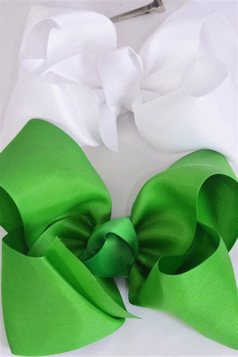 Hair Bow Extra Jumbo Cheer Type Bow Xmas Classic Green White Mix