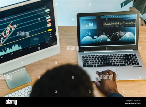 Crop Black Businessman Typing On Laptop Stock Photo Alamy