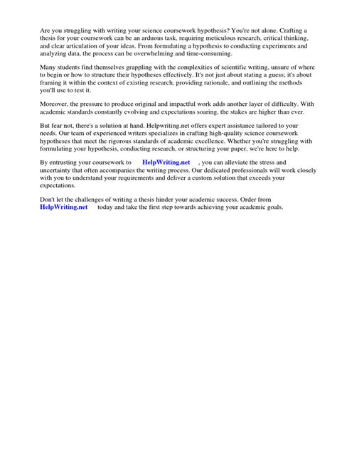 Science Coursework Hypothesis Pdf Experiment Scientific Method