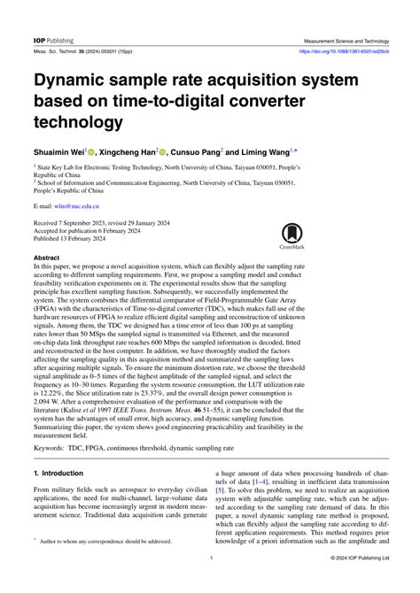 Dynamic Sample Rate Acquisition System Based On Time To Digital Converter Technology