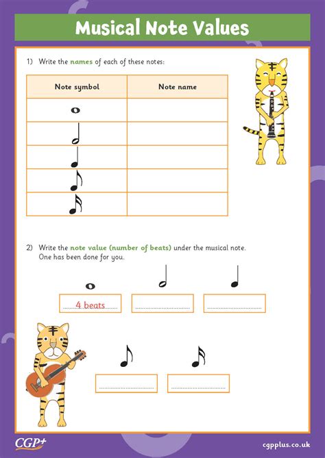 Musical Note Values Years CGP Plus Worksheets Library