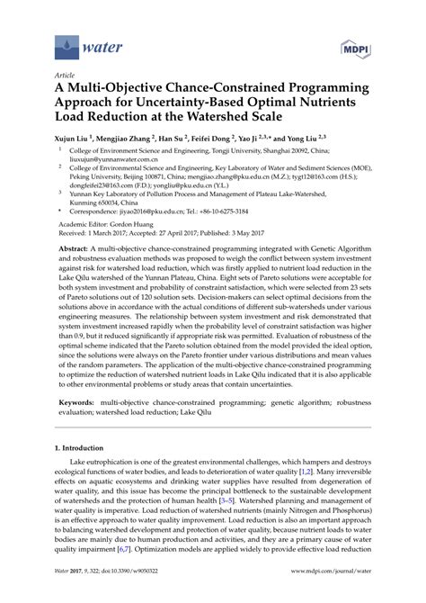 PDF A Multi Objective Chance Constrained Programming Approach For Uncertainty Based Optimal