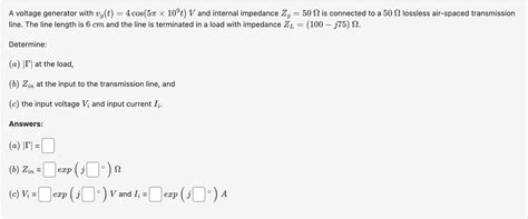 Solved A voltage generator with vg t cos π t V and Chegg