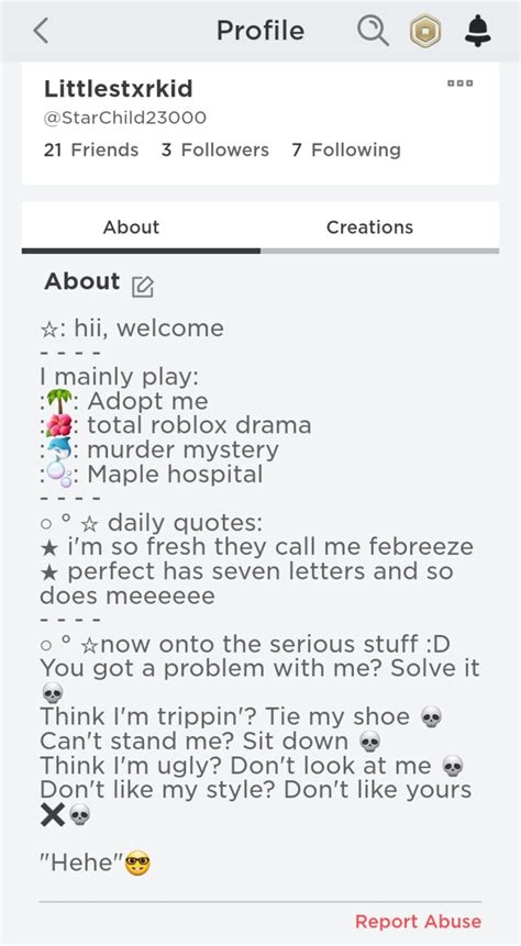 Roblox Bio Ideas Roblox Bio Ideas