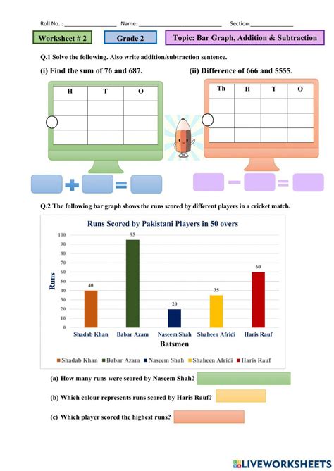 Addition And Subtraction Bar Graph Worksheet Live Worksheets