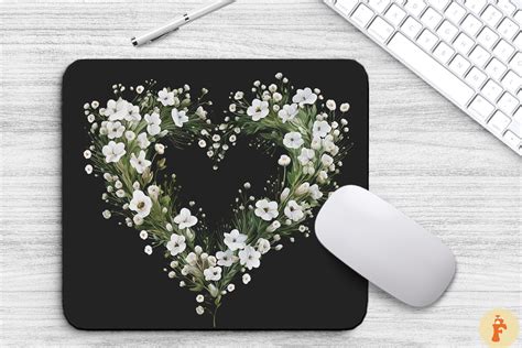 romantic floral heart mouse pad design graphic by foxmia · creative fabrica