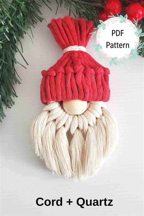 macrame gnome christmas ornament pdf pattern regalos de navidad hechos a mano macrame