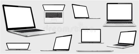 Realistic Laptop Mockup Collection With Blank Screen Isolated Stock