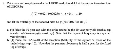 Solved Price Caps And Swaptions Under The Libor Market