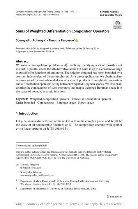 Sums Of Weighted Differentiation Composition Operators Request Pdf