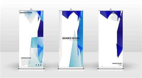 수직 배너 템플릿 디자인입니다 브로셔 표지 출판물 등에 사용할 수 있습니다 컬러 블루삼각형 디자인 배경 무늬의 개념 개념에 대한 스톡 벡터 아트 및 기타 이미지 Istock