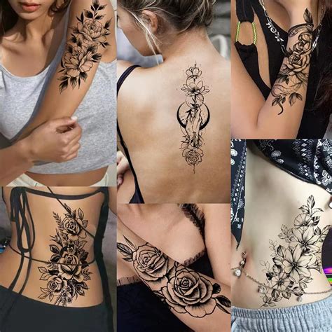 18 Sheets Fake Temporary Tattoos Adult For Women Girls
