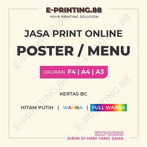 Jual Jasa Print Poster Menu Sertifikat Kertas Bc A4 A3 F4 Shopee Indonesia