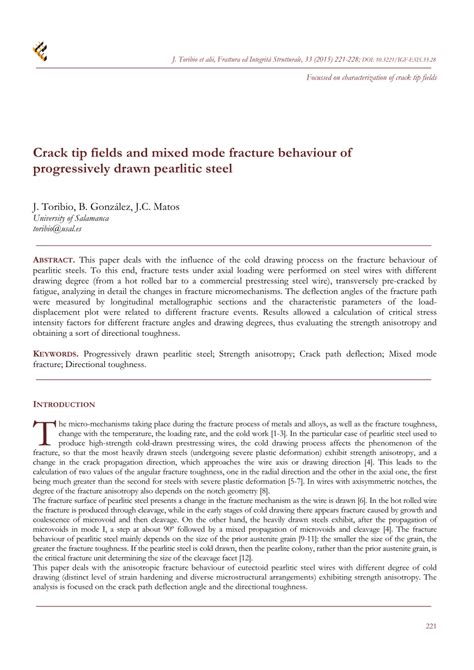 Pdf Crack Tip Fields And Mixed Mode Fracture Behaviour Of