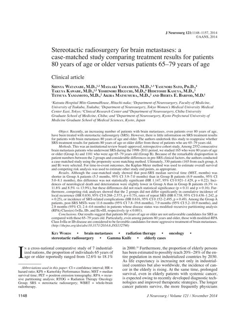 Pdf Stereotactic Radiosurgery For Brain Metastases A Case Matched