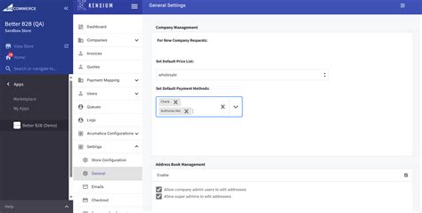 Managing General Settings Kensium Products Documentation