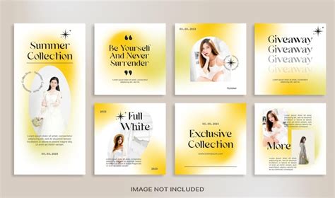 미니멀리스트 패션 및 따옴표 Instagram 포스트 세트 템플릿 프리미엄 벡터