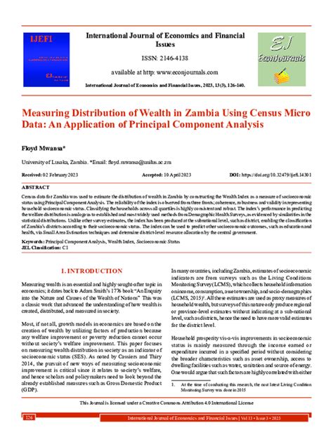 Pdf Measuring Distribution Of Wealth In Zambia Using Census Micro