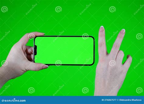Scroll On Smartphone With Green Mock Up Screen Chroma Key Phone Green