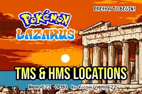 Pokemon Lazarus TMs HMs Locations