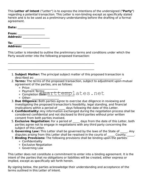 Blank Letter Of Intent Pdf Template —
