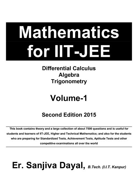 Solution Mathematics For Iit Jee Main And Advanced Differential Calculus Algebra Trigonometry