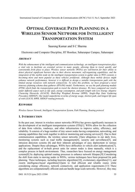 optimal coverage path planningin a wireless sensor network for