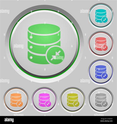 shrink database color icons on sunk push buttons stock vector image