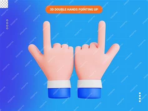 Premium Psd Double Hands Pointing Up 3d Icon