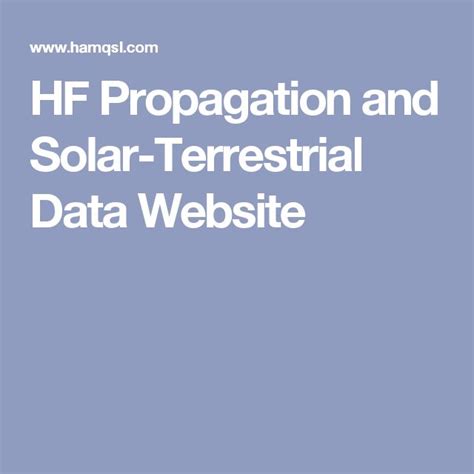 Hf Propagation And Solar Terrestrial Data Website Propagation Radio