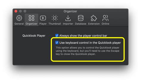 New Feature Enable Keyboard Control In The Quicklook Player Theres