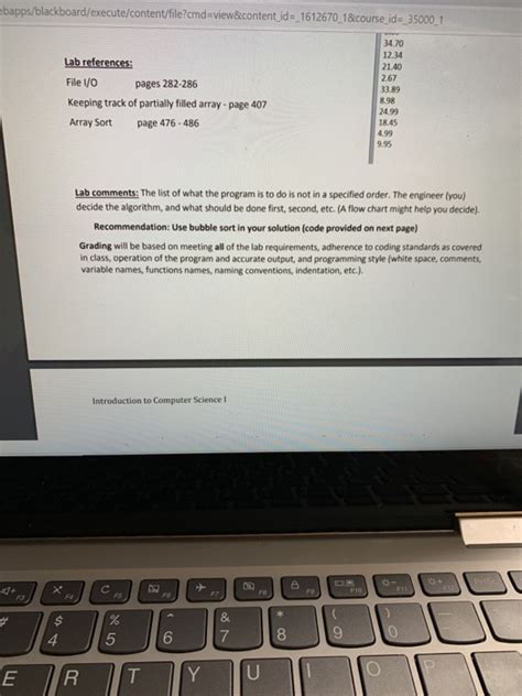 Solved Introduction To Computer Science I Lab Array Chegg