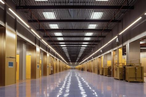 Premium Ai Image Energyefficient Lighting Illuminating Factory Interior Created With Generative Ai