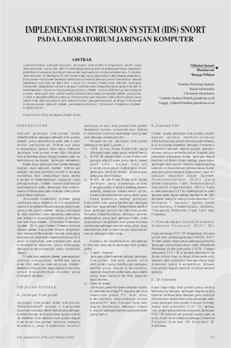 pdf implementasi intrusion system ids snort pada laboratorium