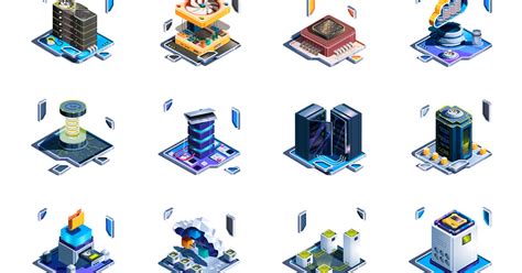 Data Server Isometric Icons Objects Ft 3d And Isometry Envato