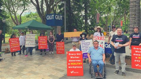 qut staff stop work protest on both campuses glass