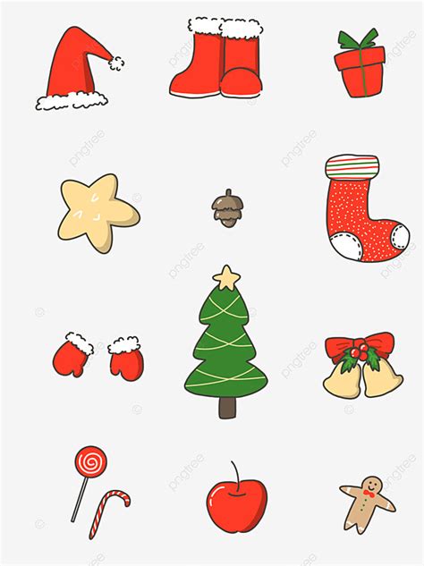 손 으로 그린 깔끔 한 크리스마스 일러스트 요소 선물 손으로 그린 패턴 크리스마스 손으로 그린 간결한 Png 일러스트 및 Psd 이미지 무료 다운로드 Pngtree