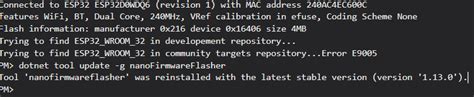 Nanoff Command Unable To Find Esp32wroom32 Firmware In Repository