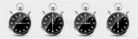 Realistic Classic Stopwatch Shiny Metal Chronometer Time Counter With Dial Stock Vector