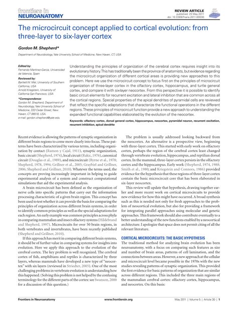 Pdf The Microcircuit Concept Applied To Cortical Evolution From