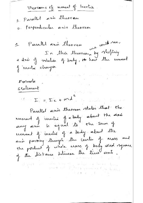 Theorems Of Moment Of Inertia Engineering Physics Studocu