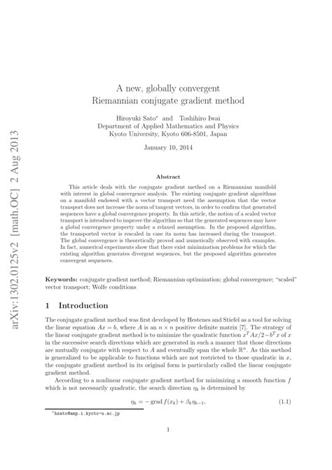Pdf A New Globally Convergent Riemannian Conjugate Gradient Method