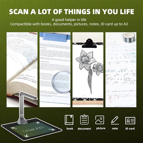 Buy Spolehli Book Scanner 21mp High Resolution Portable Document Camera With Auto Flatten Curve