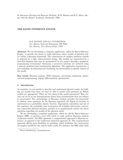Pdf The Bayes Inference Engine